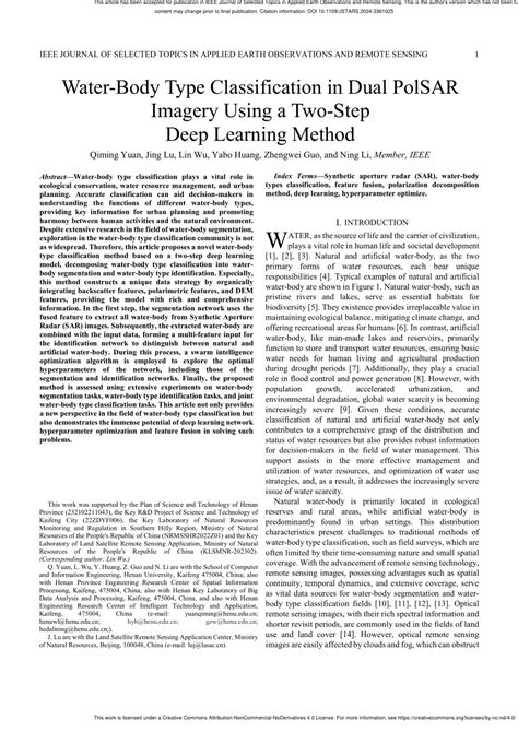 Pdf Water Body Type Classification In Dual Polsar Imagery Using A Two Step Deep Learning Method