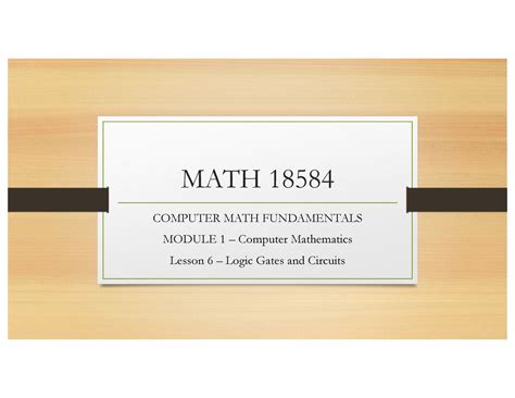 M1 L6 Tr Logic Gates And Circuits Q1 Math 18584 Computer Math