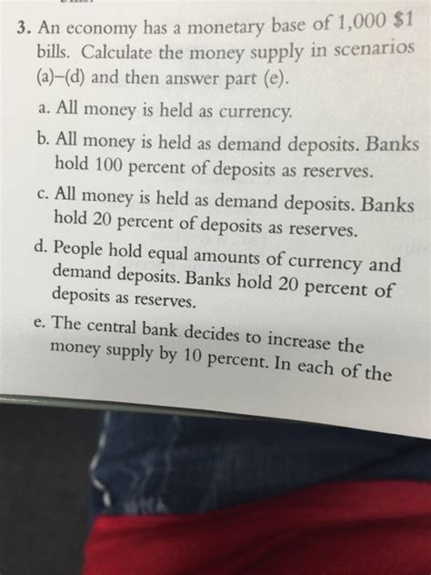 Solved 3 An Economy Has A Monetary Base Of 1 000 1 Bills