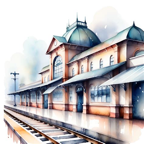 Vintage Railway Station Watercolor Painting Free Download Ai Scribbles