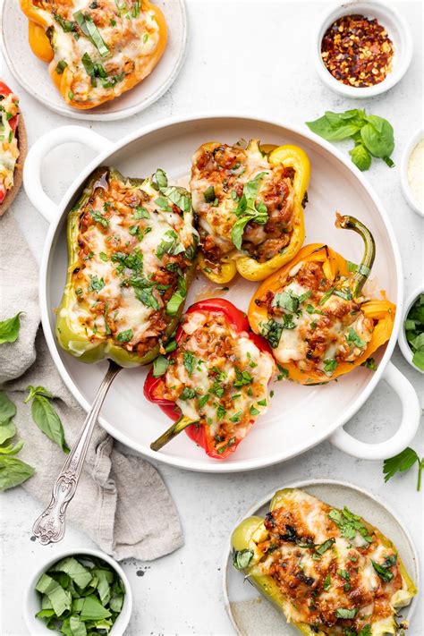 Ground Turkey Stuffed Peppers All The Healthy Things