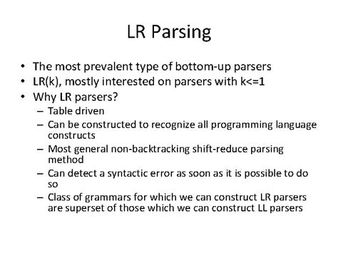 Bottomup Parsing Introduction Constructs Parse Tree For An