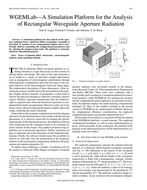 Pdf Wgemlab A Simulation Platform For The Analysis Of Rectangular Waveguide Aperture Radiation