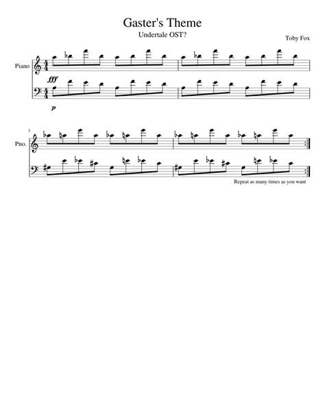 Gasters Theme Sheet Music For Piano Download Free In Pdf Or Midi