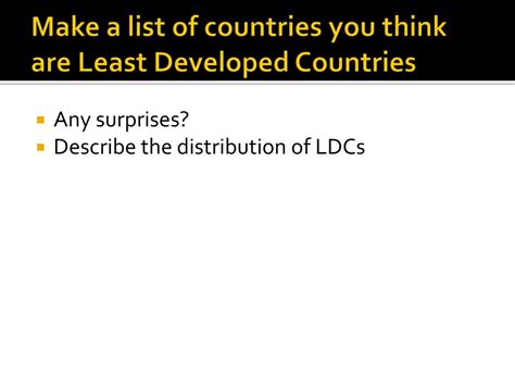 Ppt Countries At Very Low Levels Of Economic Development Ldcs