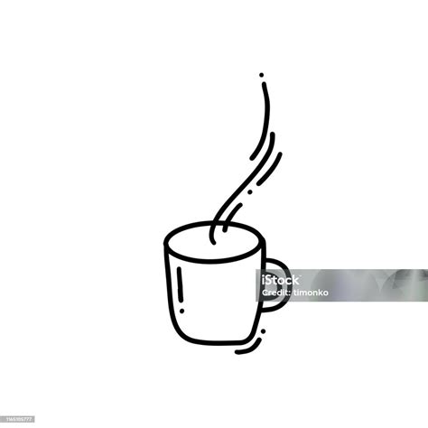손으로 그린 낙서 커피 컵입니다 스케치 뜨거운 차 음료 찻잔 기호입니다 흰색 배경에서 격리된 모노라인 벡터 그림 가을에 대한 스톡 벡터 아트 및 기타 이미지 Istock