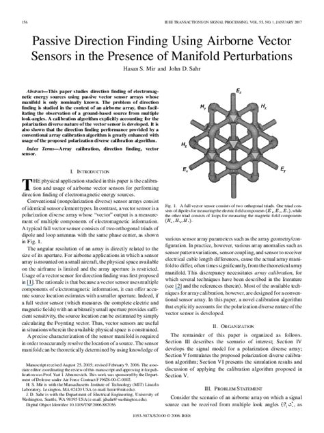 Pdf Passive Direction Finding Using Airborne Vector Sensors In The