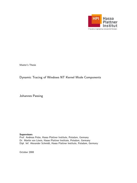 Dynamictracingofwindowsntkernelmodecomponents Mastersthesis Pdf Component Object Model