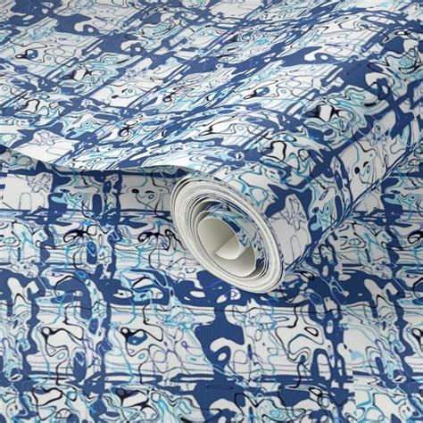 Blue Squiggle Wallpaper Spoonflower