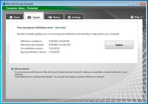 How To Perform A Microsoft Security Essentials Update Manually