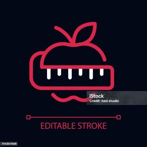 애플과 측정 테이프 픽셀 완벽한 컬러 선형 Ui 아이콘 어두운 테마 건강관리와 의술에 대한 스톡 벡터 아트 및 기타 이미지 건강관리와 의술 건강한 식생활 검은색