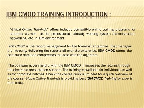 PPT IBM CMOD TRAINING PowerPoint Presentation Free Download ID