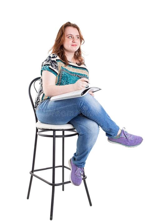 Beautiful Redhead Plus Size Model With Folder Stock Image Image Of Posing Female