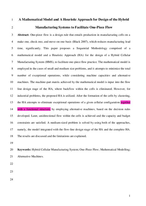 Pdf A Mathematical Model And A Heuristic Approach For Design Of The Hybrid Manufacturing