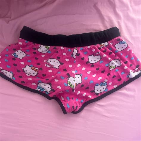 Hello Kitty Womens Pink And Black Shorts Depop