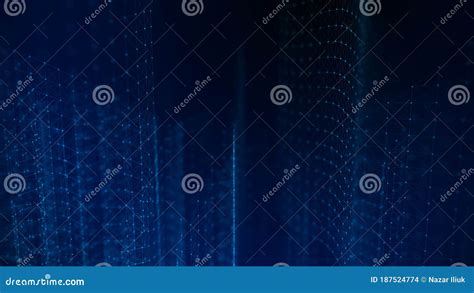 Abstract Network Connection With Dots And Lines On Dark Blue Background 3d Rendering Stock