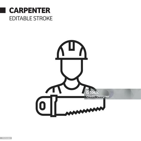 목수 선 아이콘 윤곽선 벡터 기호 그림입니다 픽셀 완벽 편집 스트로크 목수에 대한 스톡 벡터 아트 및 기타 이미지 목수 아이콘 목공 Istock