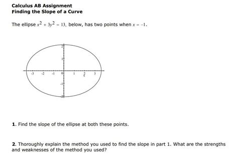 Solved Calculus Ab Assignment Finding The Slope Of A Curve