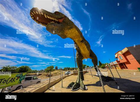 A Tyrannosaurus Rex Dinosaur Sculpture In Esqueda Mexico Pueblo