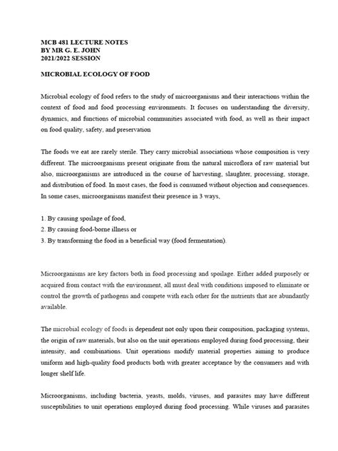 mcb 481 summarized lecture note pdf microorganism food preservation