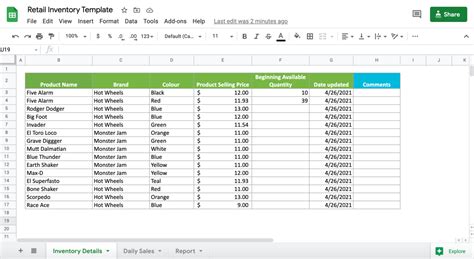 Free Inventory Templates In Google Sheets