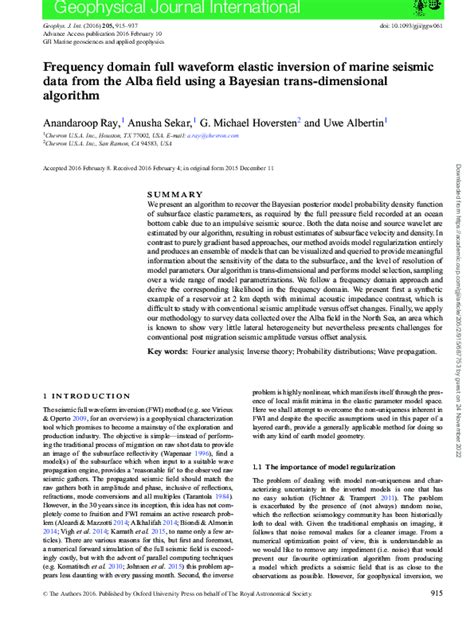 Pdf Frequency Domain Full Waveform Elastic Inversion Of Marine