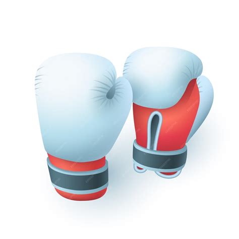 권투 장갑 3d 벡터 일러스트 레이 션 흰색 배경에 격리된 만화 스타일의 무술 훈련을 위한 스포츠 장비 스포츠 취미 경쟁