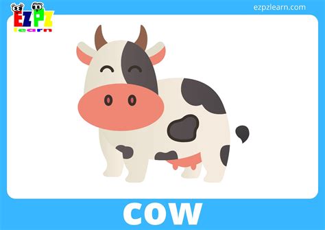 Farm Animals Flashcards With Words Includes Pig Cow Chicken Horse