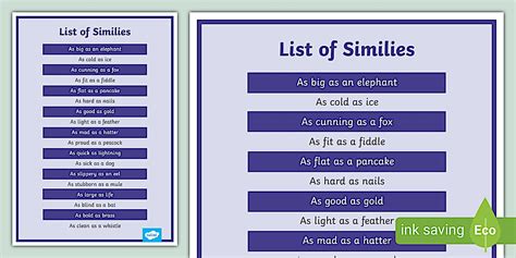 List Of Similes