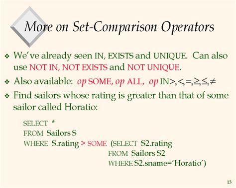 more on set comparison operators