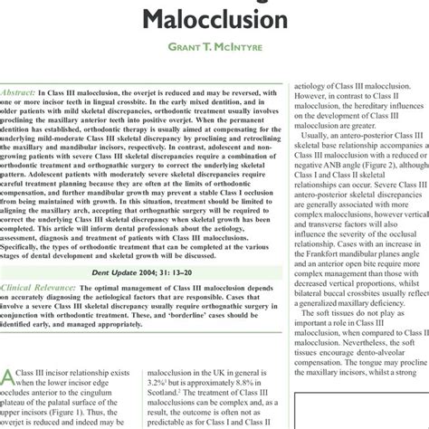 Class Iii Incisor Relationship Download Scientific Diagram