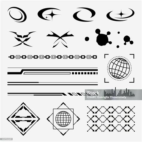 의류 및 포스터 디자인을 위한 벡터 스트리트웨어 요소 세트 바코드에 대한 스톡 벡터 아트 및 기타 이미지 바코드 초현대적 추상적인 Istock