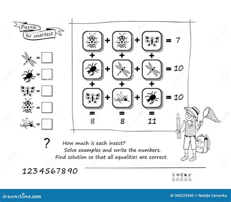 Math Logic Puzzle Game For Smartest How Much Is Each Insect Solve Examples And Write The
