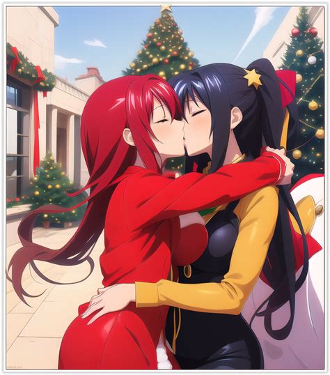 Rule 34 2girls 2women Ai Generated Akeno Himejima Christmas Female Girl On Girl High School
