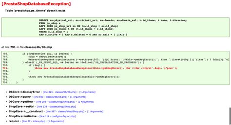 Prestashopdatabaseexception Dopo Migrazione Report Sui Bug