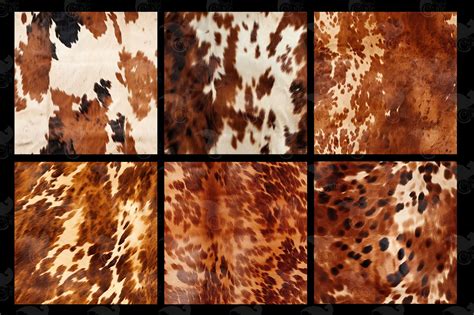Cowhide Textures Digital Paper Seamless Western Backgrounds Digital