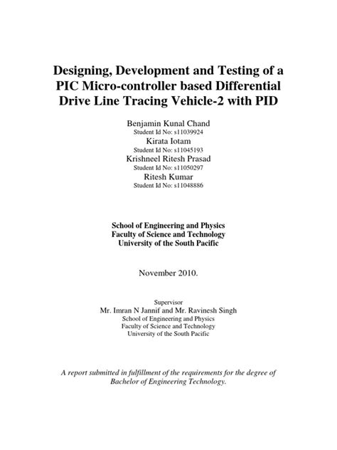 Designing Development And Testing Of A Pic Micro Controller Based