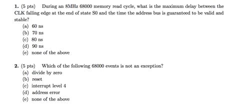 During An 8mhz 68000 Memory Read Cycle What Is The