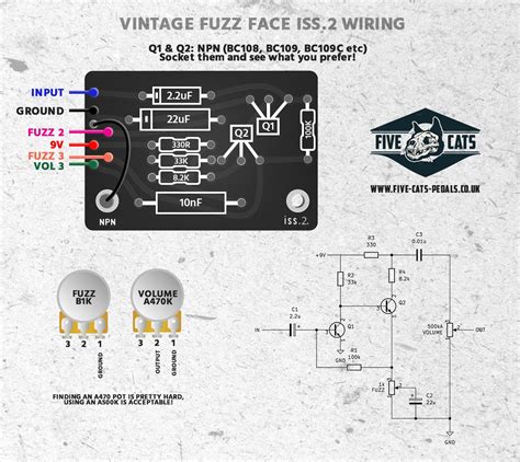 Vintage Pcb Fuzz Face Iss2 Npn Pcb Five Cats Pedals