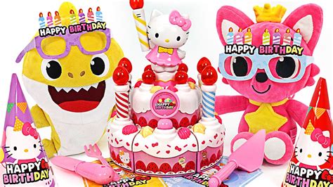 핑크퐁생일축하해 아기상어 핑크퐁의 키티 노래하는 생일케이크 놀이 핑키팝토이 네이버 Tv