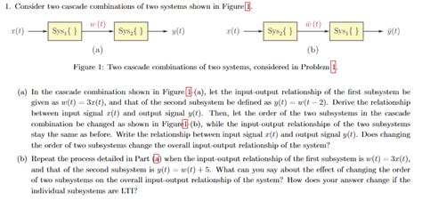 Solved Consider Two Cascade Combinations Of Two Systems