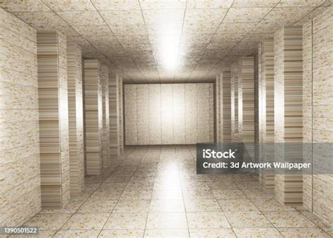 3d는 최소한의 내부 배경으로 추상 베이지 색 대리석 복도를 렌더링합니다 바닥이있는 터널 기하학적 배경 화면 0명에 대한 스톡 사진 및 기타 이미지 Istock