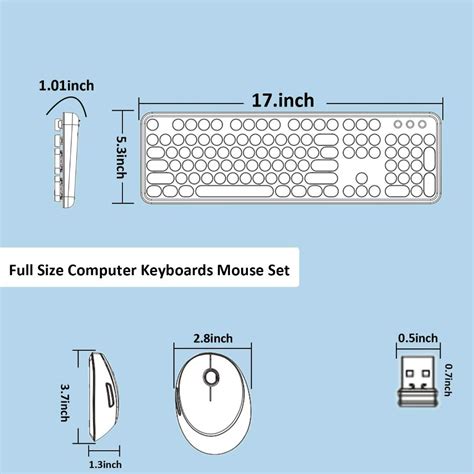 [1142] Ubotie Colorful Computer Wireless Keyboard Mouse Combos Typewriter Flexible Keys Office