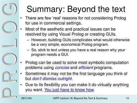 ppt prolog beyond the text and summary powerpoint presentation id 479139