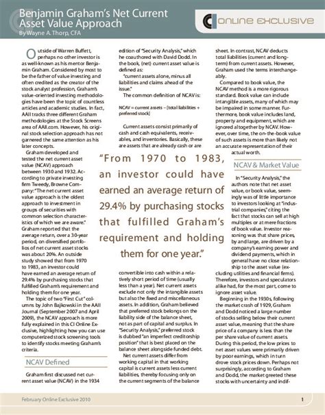 Ben Graham Net Current Asset Value Pdfcoffeecom