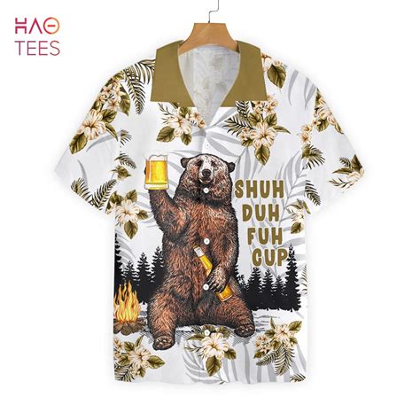 Bear Drinks Beer Hawaiian Shirt