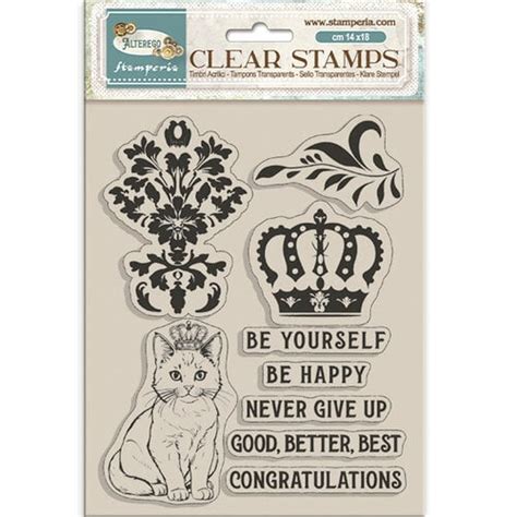 Stamperia Alterego Collection Acrylic Stamps Crown And Cat
