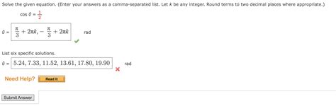 Solved Solve The Given Equation Enter Your Answers As A Chegg
