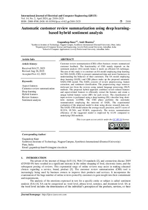 Pdf Automatic Customer Review Summarization Using Deep Learningbased