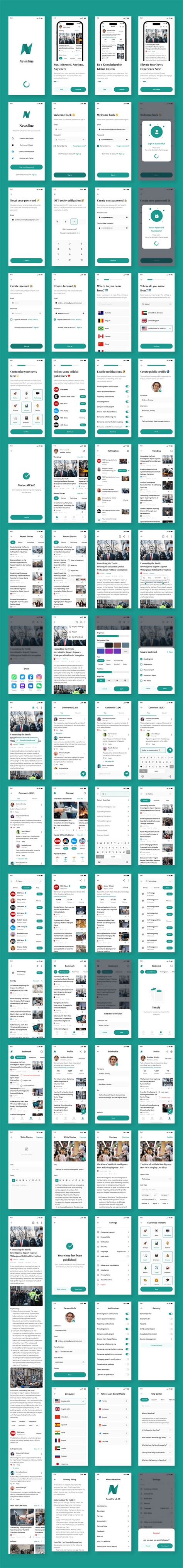 newsline news app ui kit in 2025 mobile app design inspiration app design inspiration ux